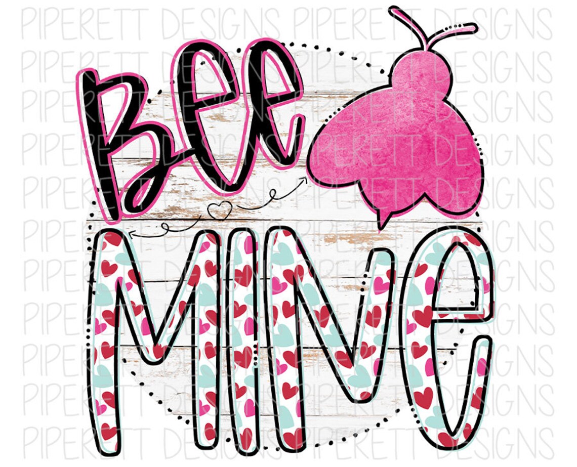 Bee Mine Hearts Honey Bee Valentine's Day Clipart PNG | Etsy