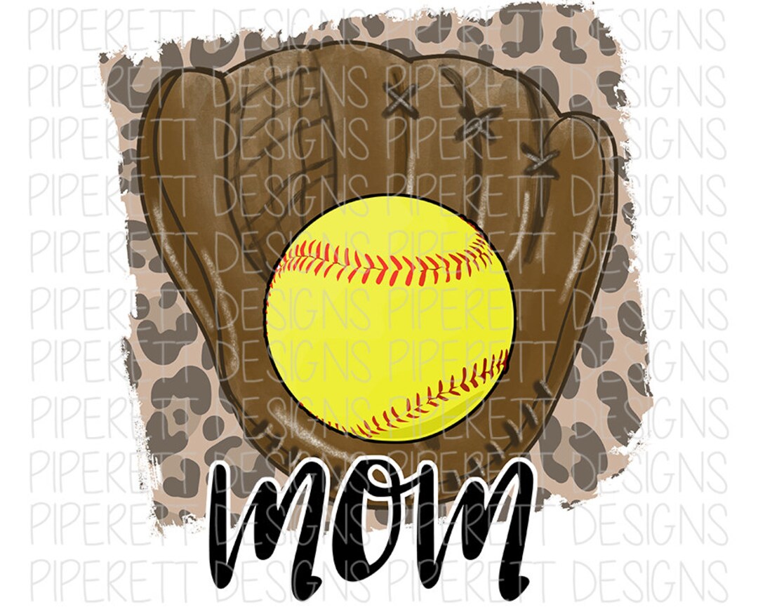 Softball Mom Glove Leopard Cheetah Print Clipart PNG Digital Download ...