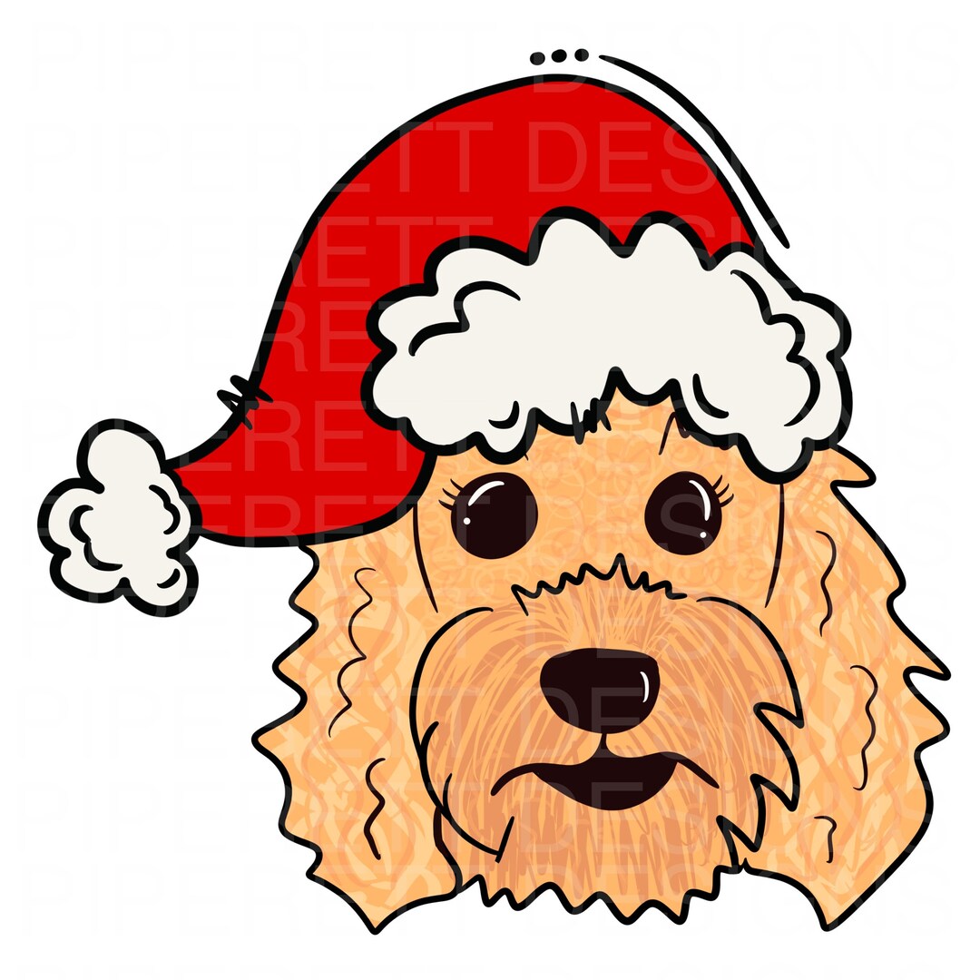 Goldendoodle Christmas Santa Hat Dog Mom Pet Gift Clipart PNG Digital ...