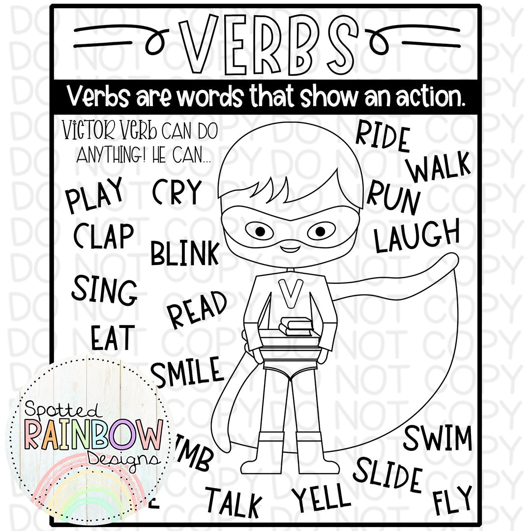 DIY Printable Traceable Jumbo Anchor Chart Template Verbs Language Arts ...