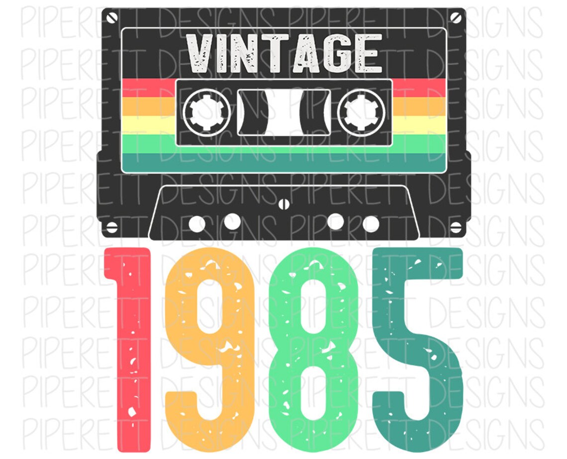 Vintage 1985 Cassette Tape Retro Year Birthday Clipart PNG | Etsy