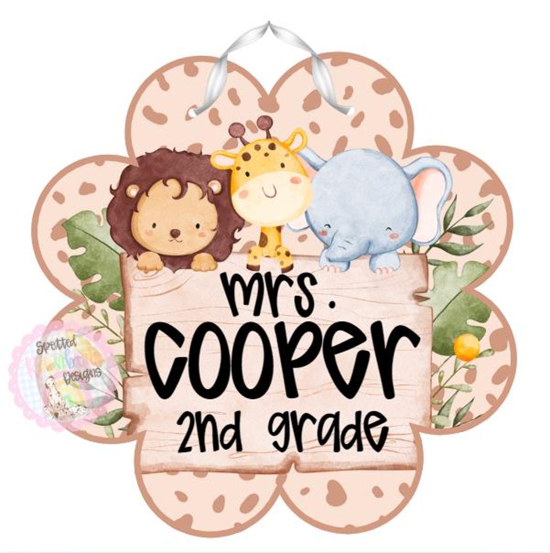 Safari Animal Teacher Door Hanger | Personalized Classroom Sign With ...