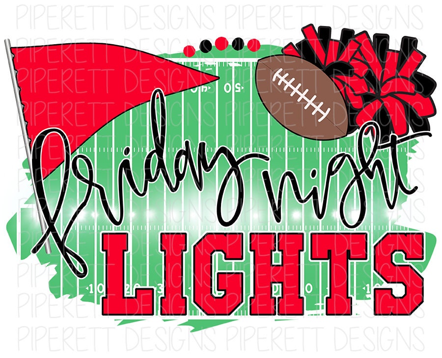 Football Friday Night Lights Red Black Team Colors Cheerleader - Etsy