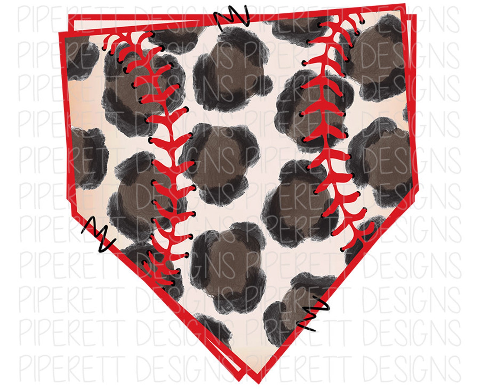 Baseball Leopard Print Home Plate Cheetah Print Stitches - Etsy