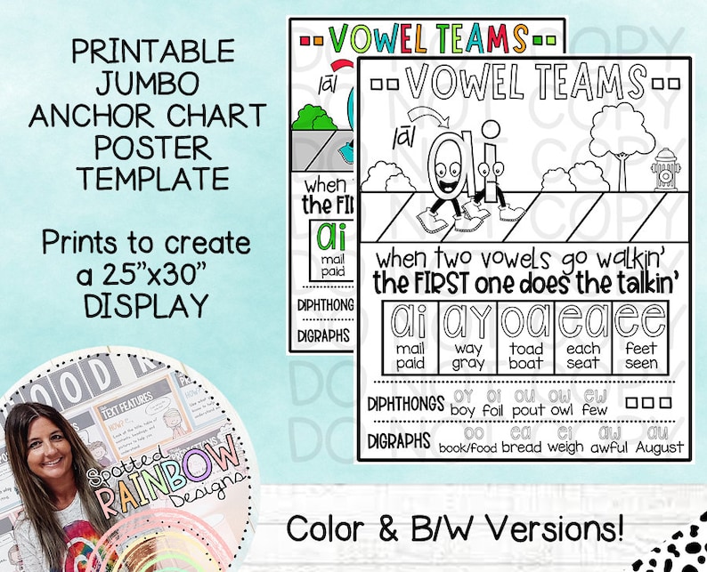 DIY Printable Traceable Jumbo Anchor Chart Template Vowel - Etsy