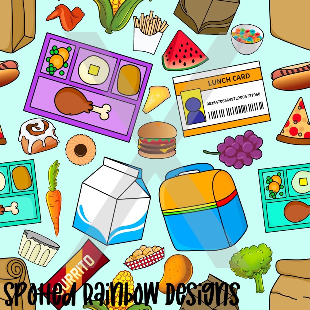 Back to School Pencils Cafeteria Lunch Lady Seamless Pattern Digital ...