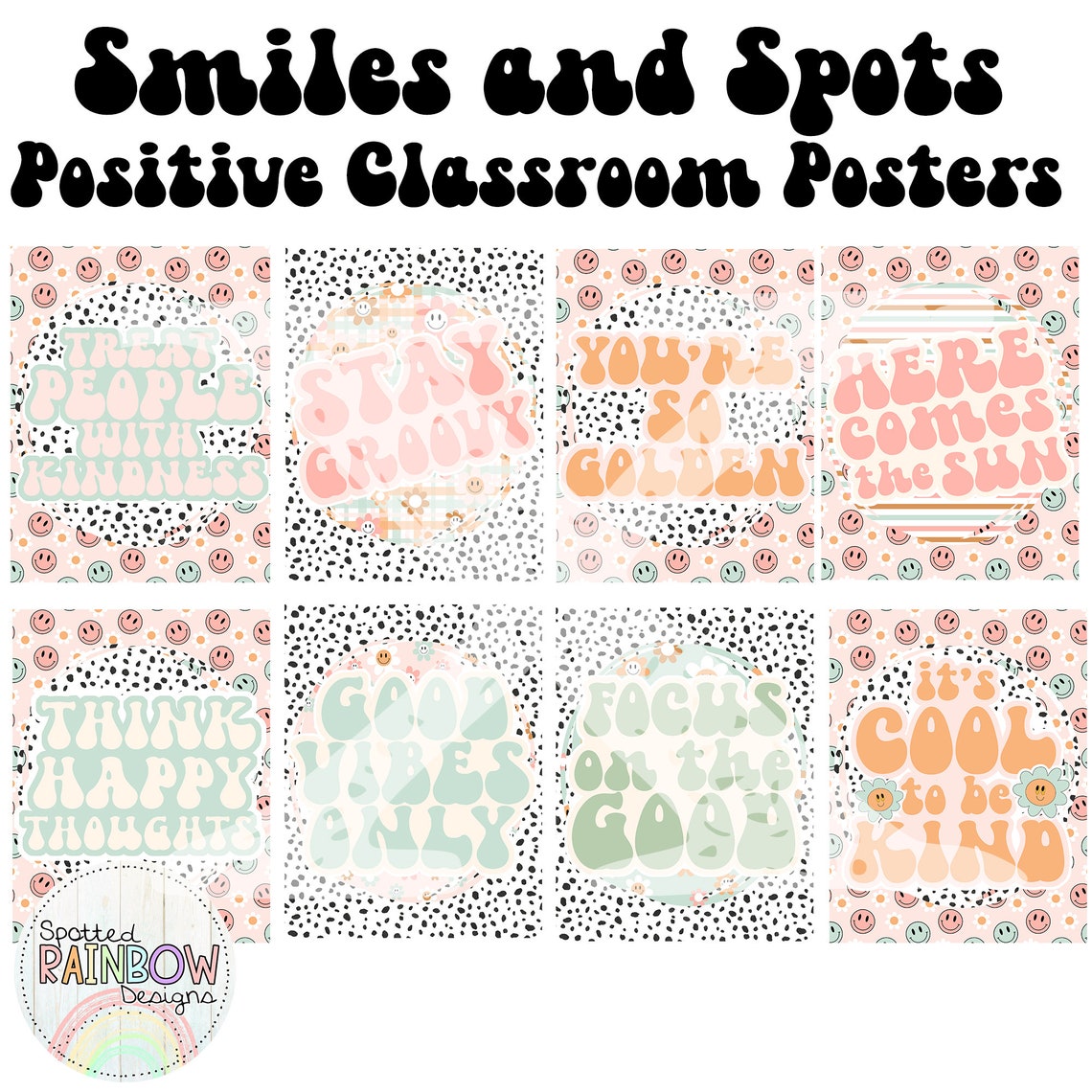 Smiles and Spots Groovy Retro 70s Classroom Theme Positive - Etsy