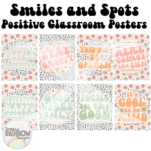 Smiles and Spots Groovy Retro 70s Classroom Theme Positive - Etsy