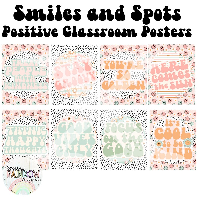Smiles and Spots Groovy Retro 70s Classroom Theme Positive - Etsy