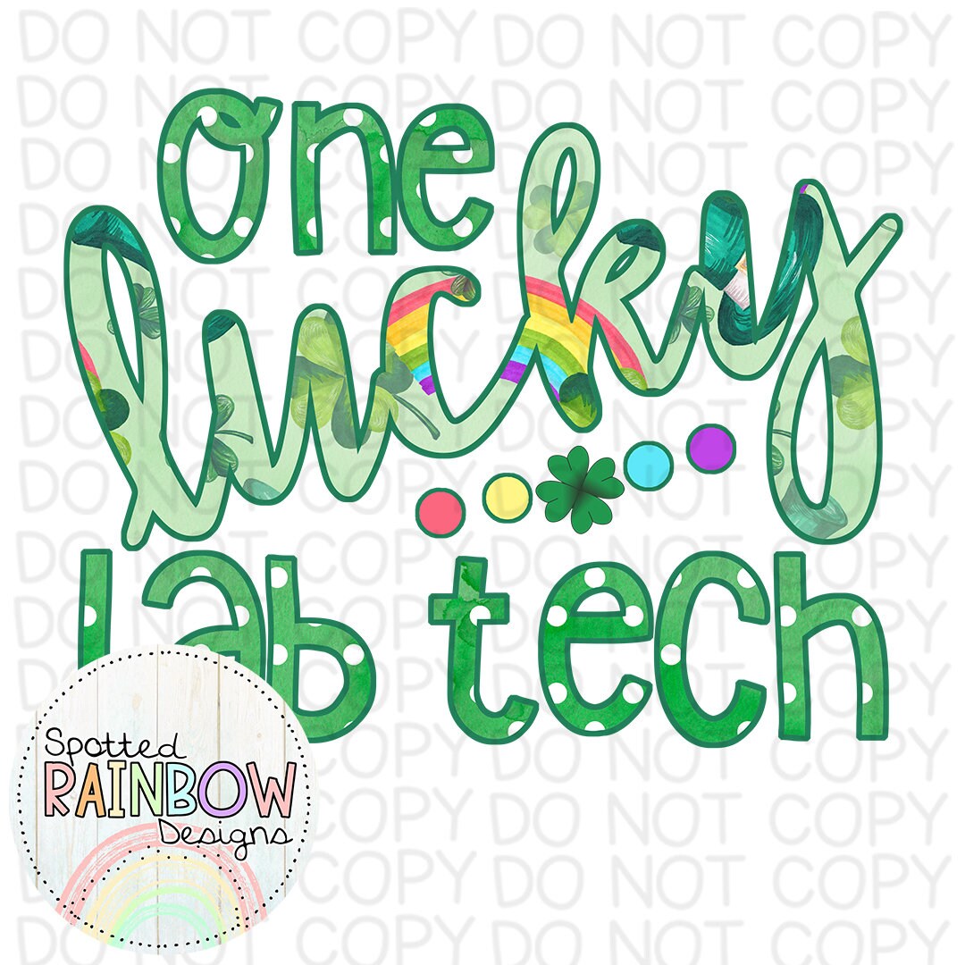 One Lucky Lab Tech St. Patrick's Day Rainbow Shamrock Medical Clipart ...