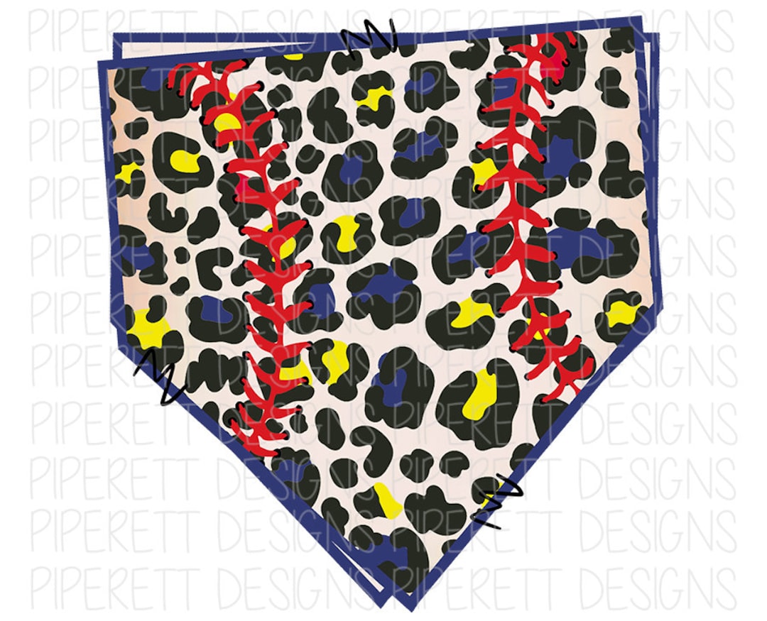 Baseball Leopard Print Home Plate Navy Gold Team Colors Cheetah Print ...