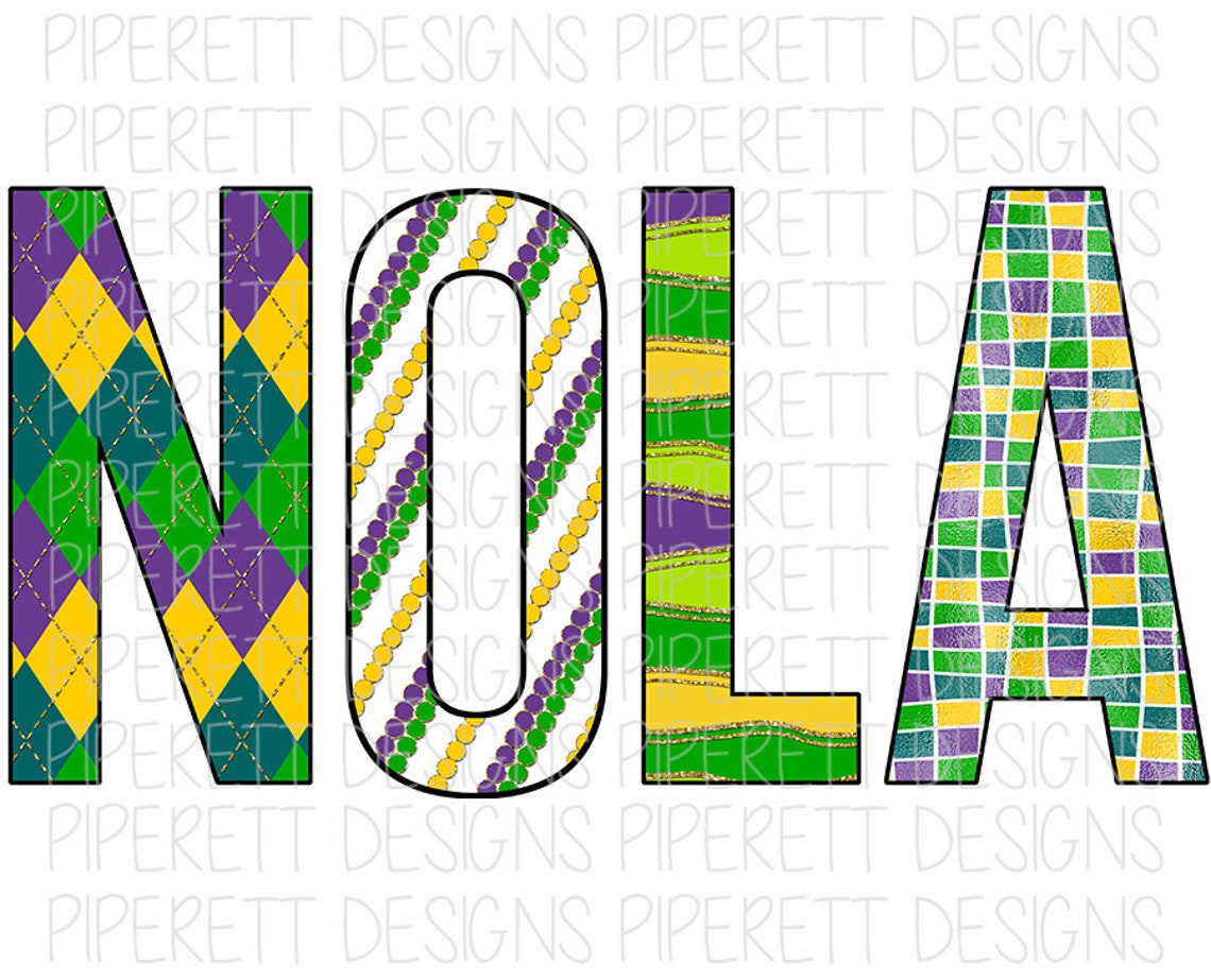 NOLA New Orleans LA Mardi Gras Clipart PNG Digital Download Sublimation ...
