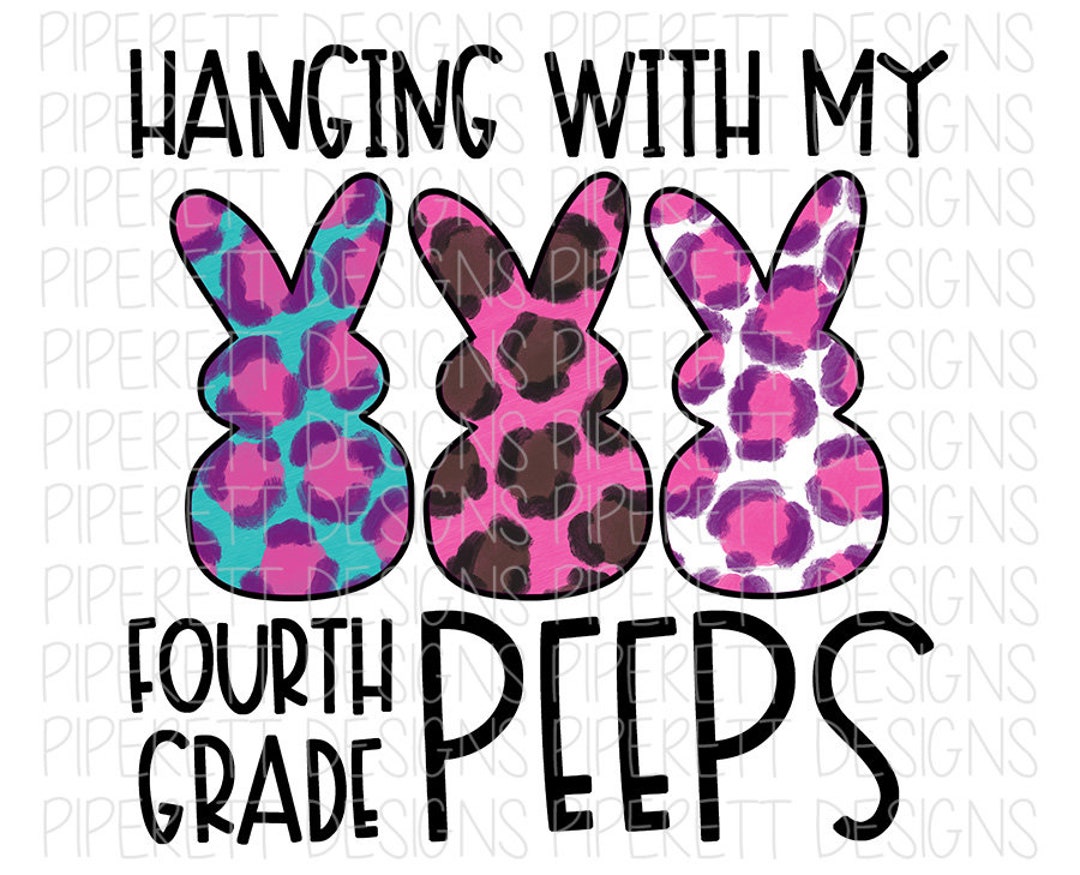 Hanging With My 4th Fourth Grade Peeps Leopard Cheetah Print Easter Clipart PNG Digital Download ...
