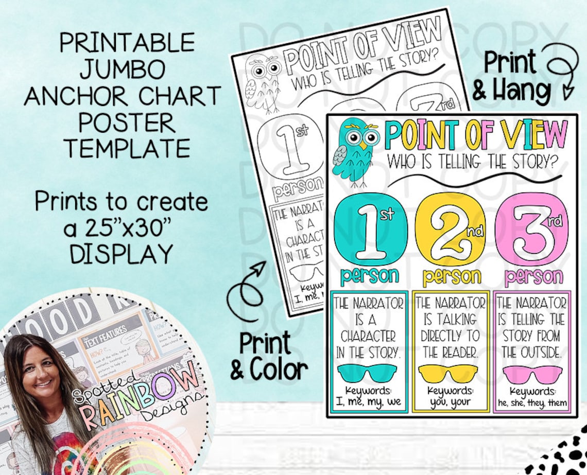 DIY Printable Traceable Jumbo Anchor Chart Template Point of View POV ...