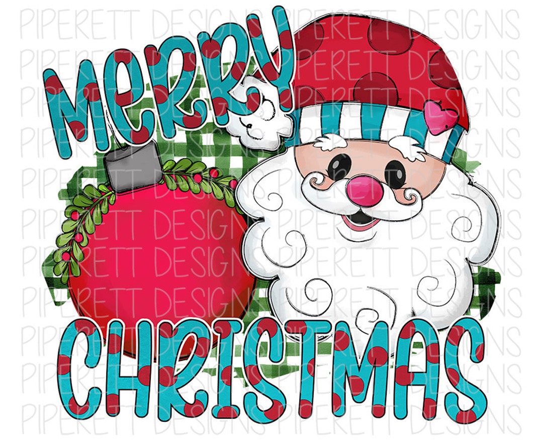 Merry Christmas Santa Ornament Christmas Green Buffalo Plaid Shirt ...