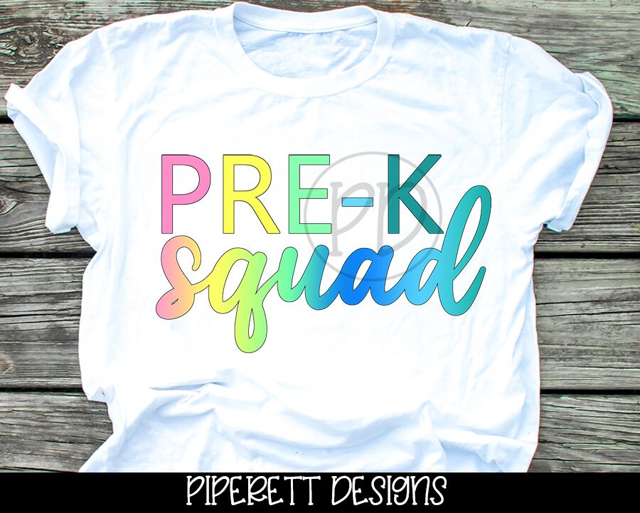 Pre-k Prek Preschool Squad Grade Level Shirt Teacher Digital Design ...