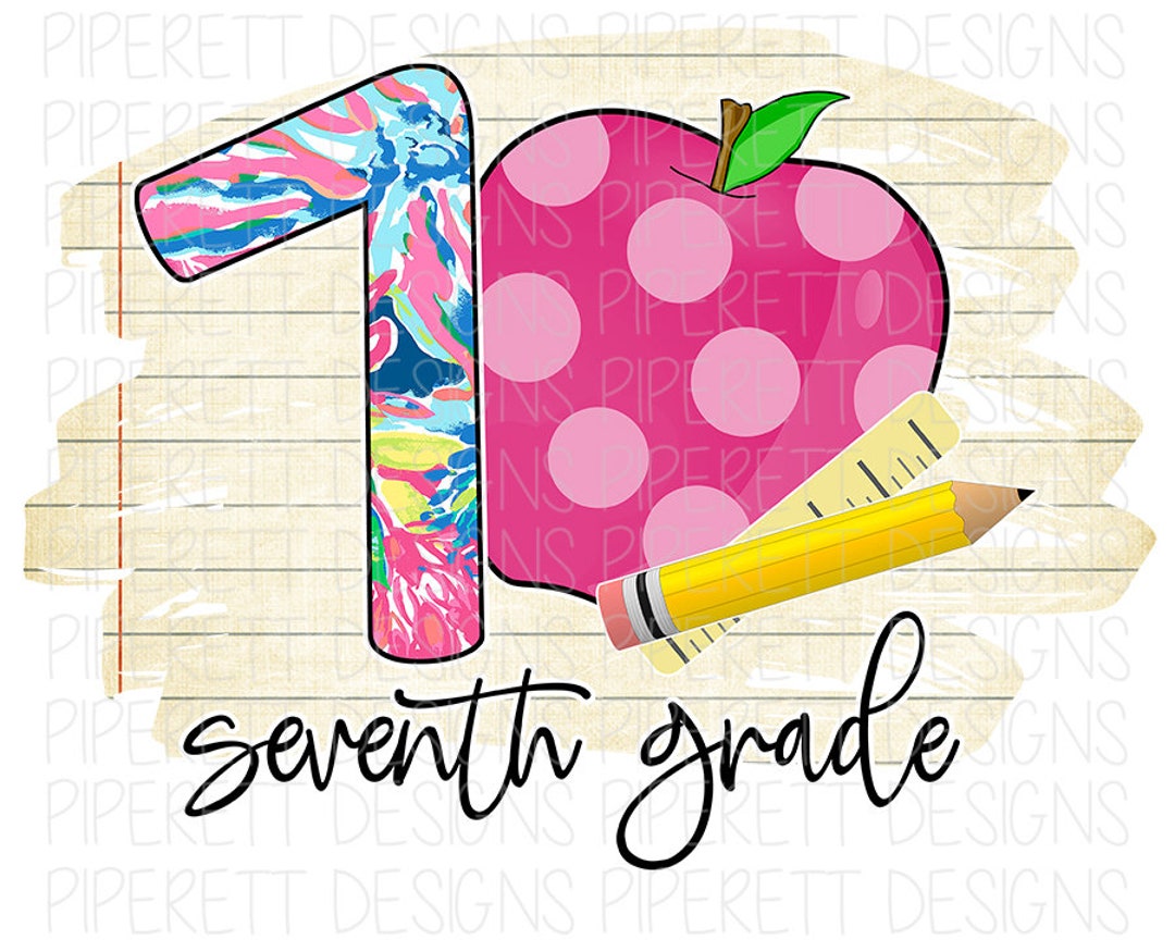 7th Grade Level Shirt Seventh Teacher Apple Colorful Floral Preppy ...