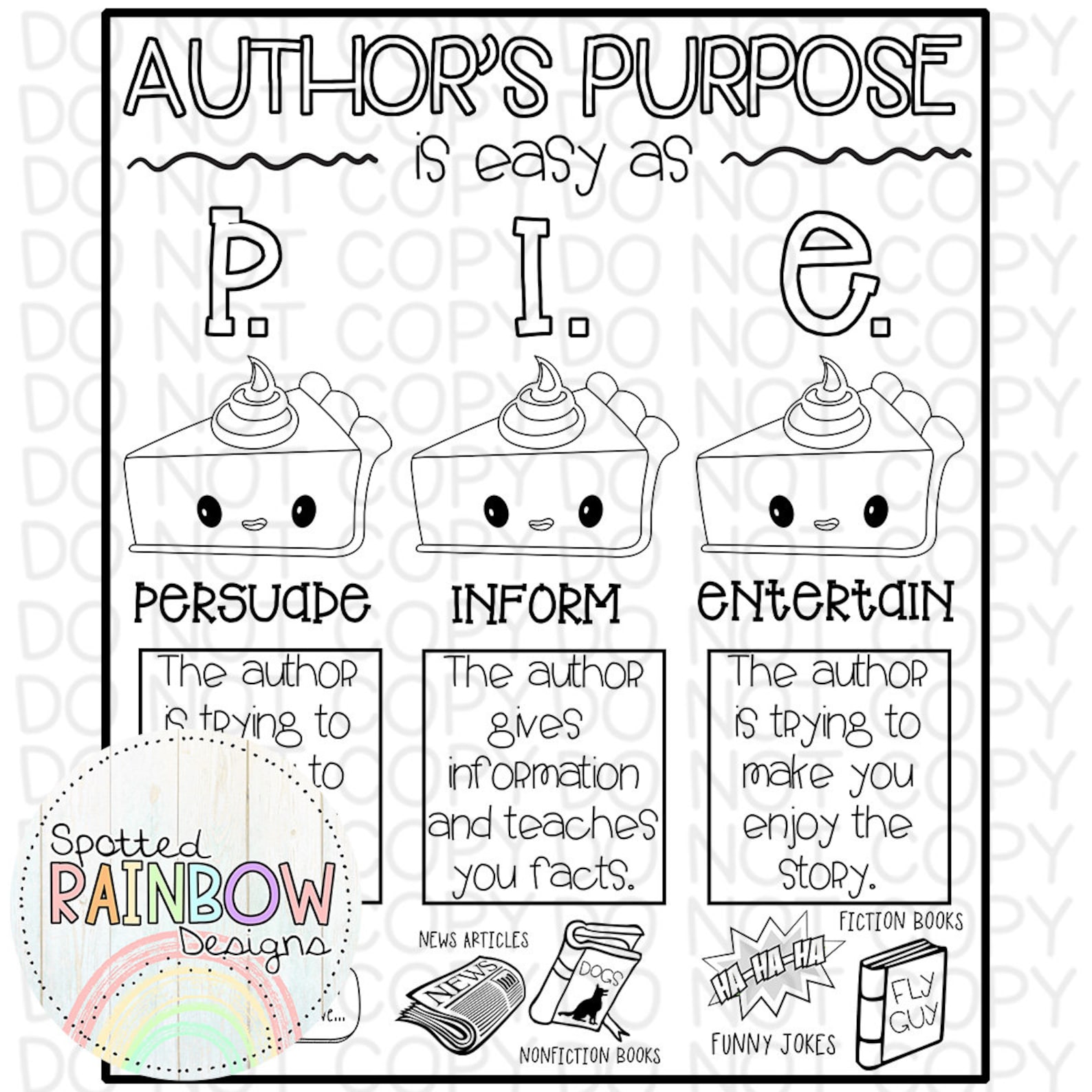 DIY Printable Traceable Jumbo Anchor Chart Template Author's Purpose ...