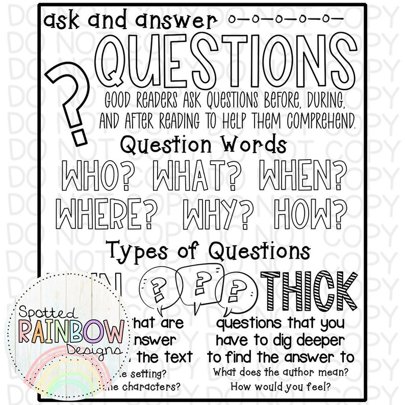 DIY Printable Traceable Anchor Chart Template Ask and Answer - Etsy