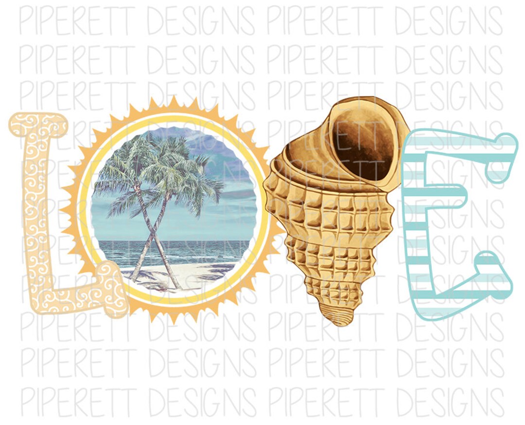 LOVE Beach Ocean Sea Seashell Girls Trip Clipart PNG Digital Download ...
