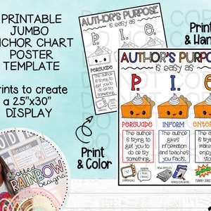 DIY Printable Traceable Jumbo Anchor Chart Template Author's Purpose ...