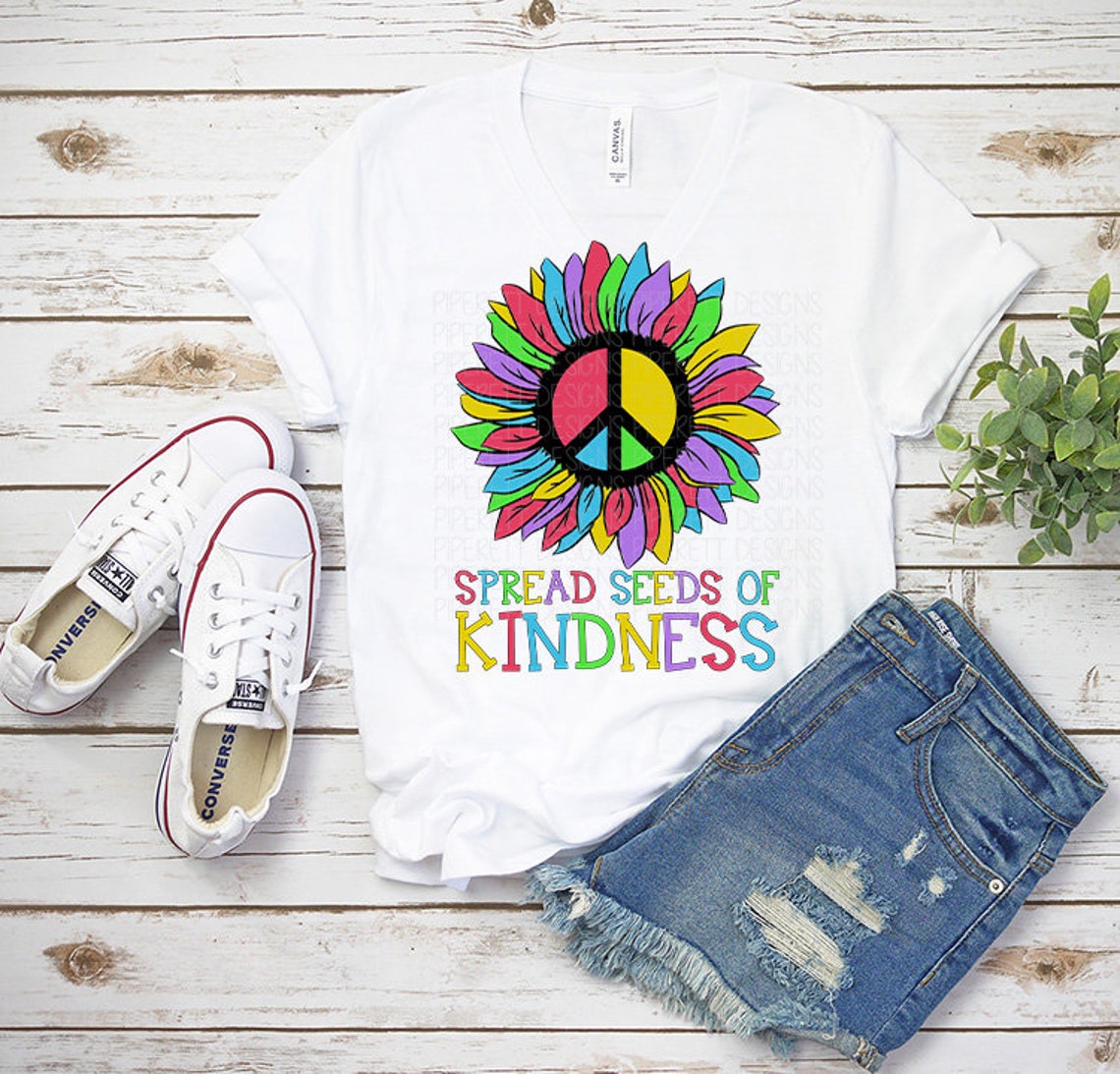 Spread Seeds of Kindness Rainbow Colorful Peace Sign Sunflower | Etsy