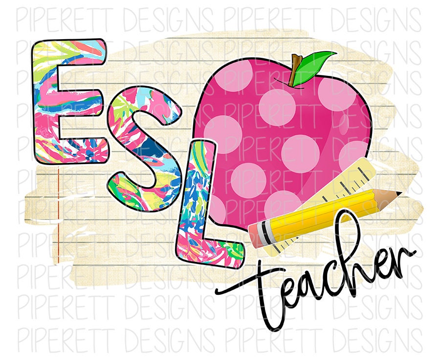 ESL Teacher English Language Grade Level Shirt Teacher Apple - Etsy