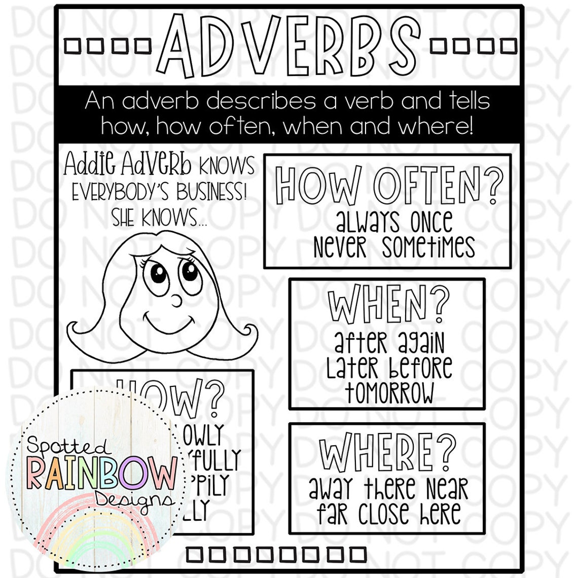 DIY Printable Traceable Jumbo Anchor Chart Template Adverbs - Etsy
