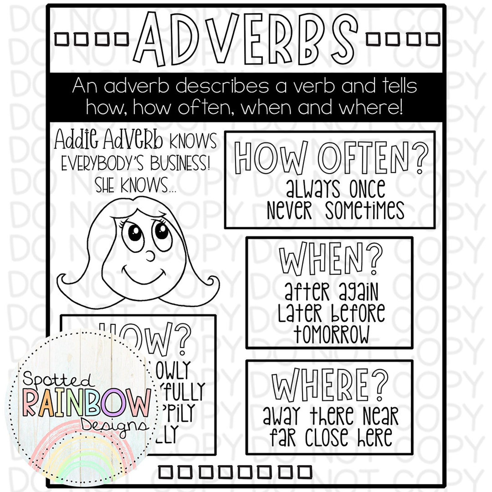 DIY Printable Traceable Jumbo Anchor Chart Template Adverbs Language ...