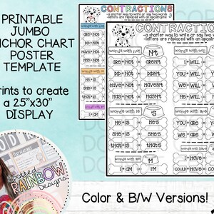 DIY Printable Traceable Jumbo Anchor Chart Template Contractions ...