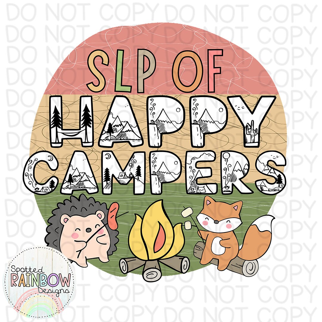 Happy Campers SLP Speech Teacher Shirt Woodland Animals Digital Design ...