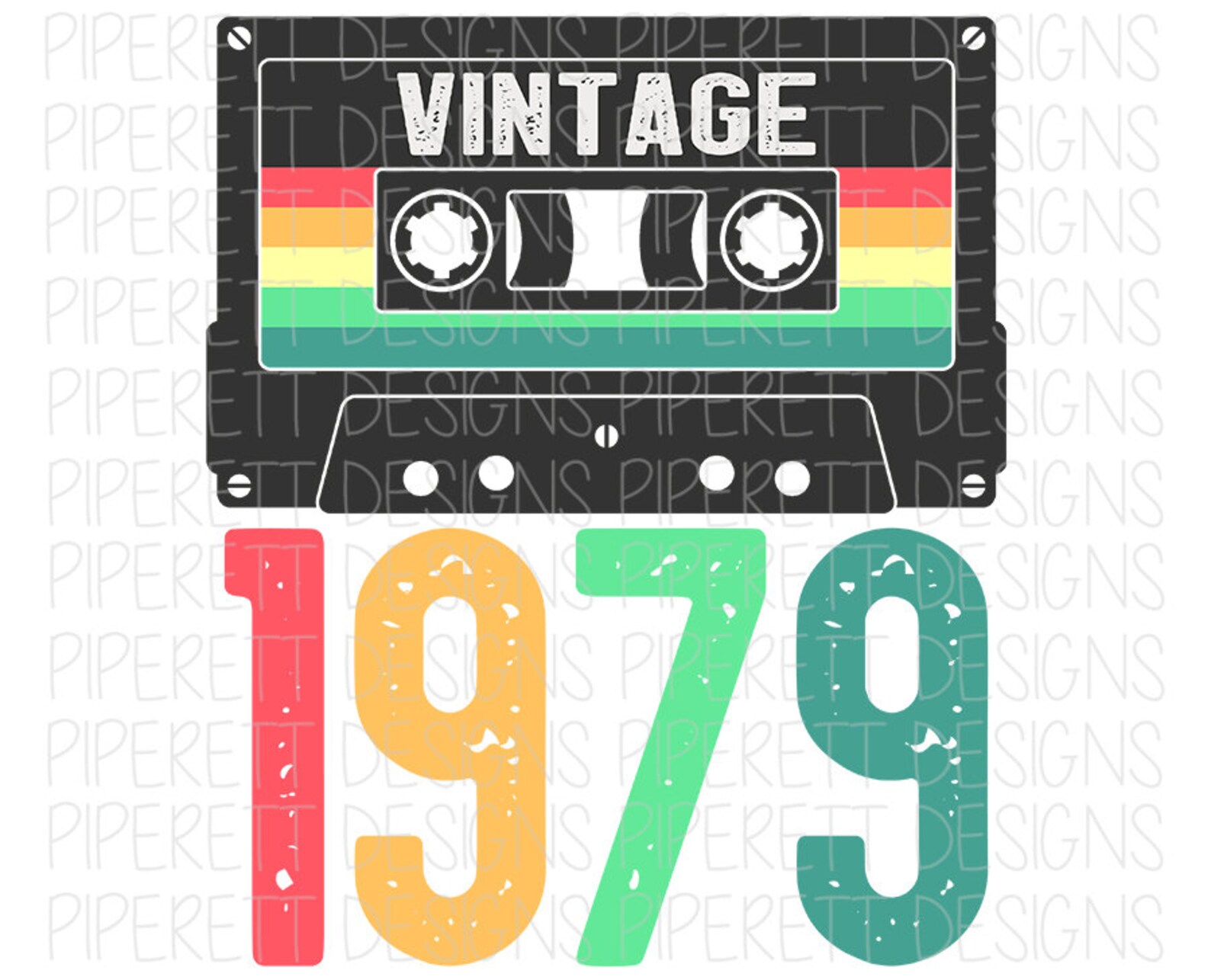 Vintage 1979 Cassette Tape Retro Year Birthday Clipart PNG - Etsy