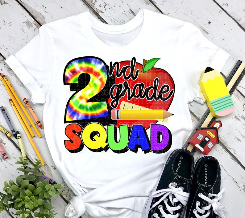 Tie Dye Rainbow 2nd Grade Squad Grade Level Shirt Second - Etsy