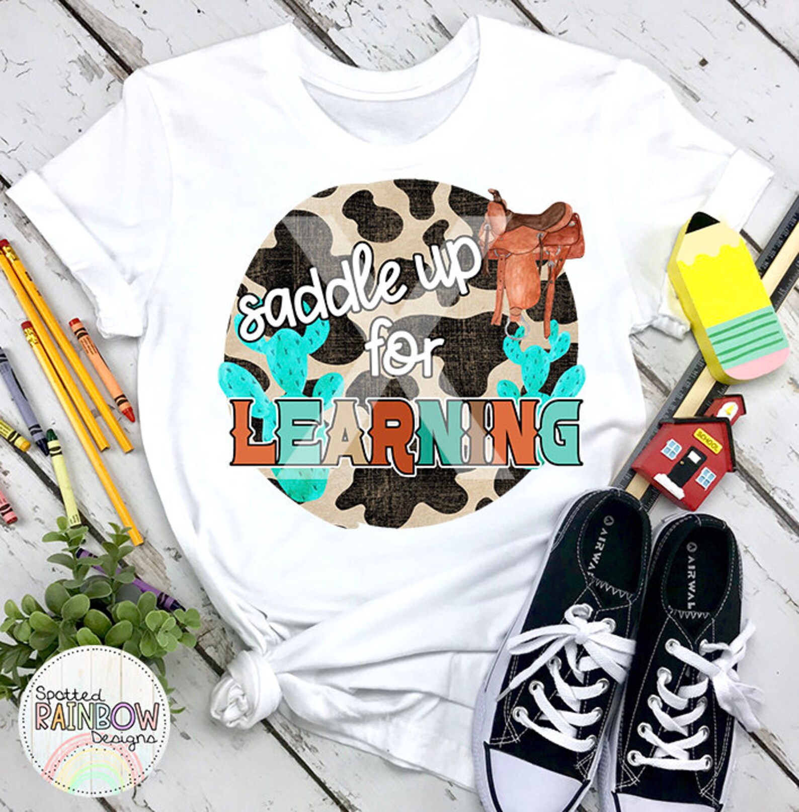 Saddle up for Learning Western Cow Print Aztec Theme Classroom Shirt ...