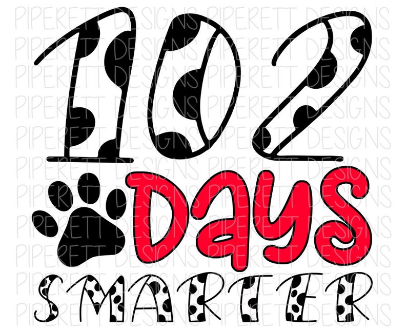102 Days Smarter 102 Days of School Spotted Dalmatian Paw - Etsy