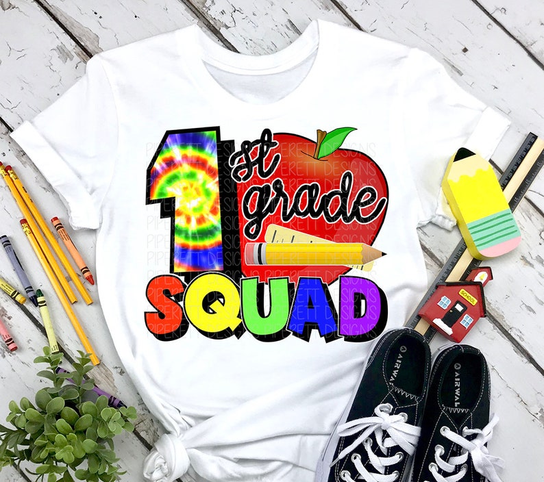 Tie Dye Rainbow 1st Grade Squad Grade Level Shirt First | Etsy