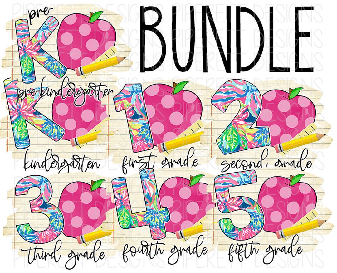 BUNDLE Prek - 5th Grade Level Shirt Teacher Apple Colorful Floral ...