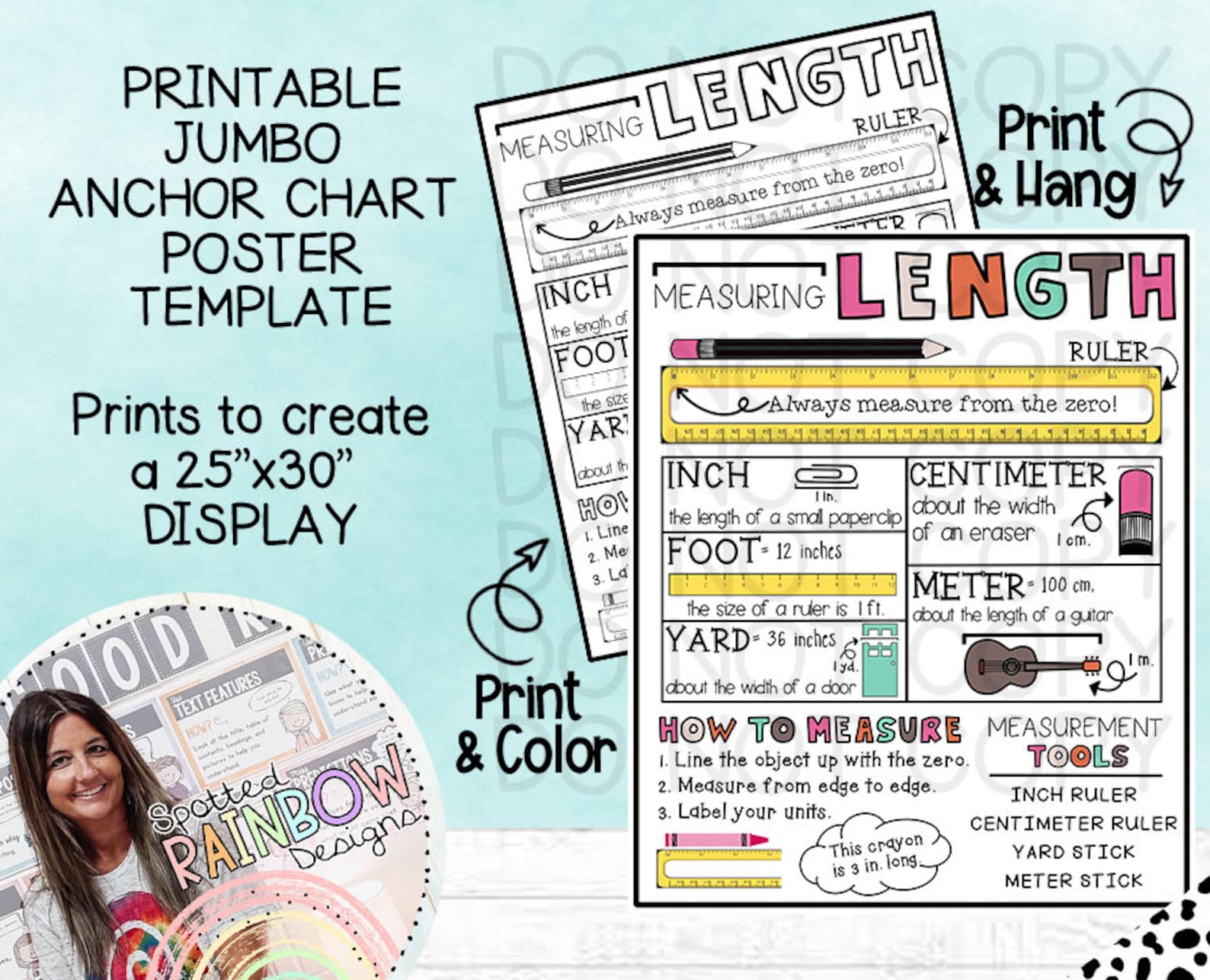 DIY Printable Traceable Jumbo Anchor Chart Template Measuring - Etsy