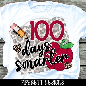 100 Days of School Smarter Apple Pencil Teacher Students Leopard ...