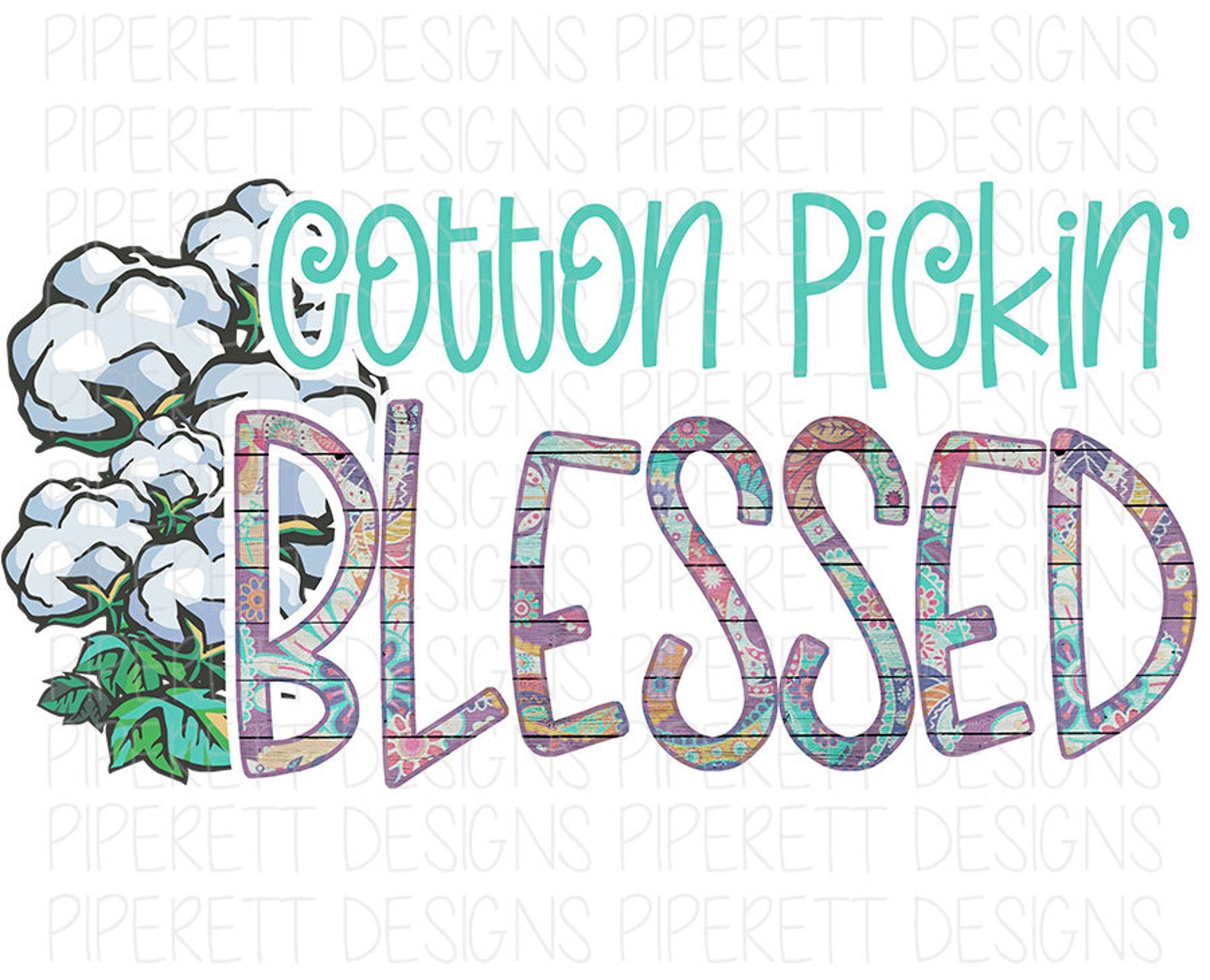 Cotton Pickin' Blessed Paisley Wood Print Southern Quote - Etsy