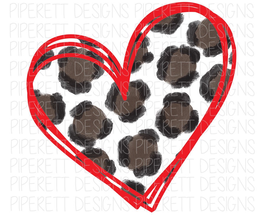 Leopard Print Cheetah Print Valentines Day Heart Clipart PNG | Etsy