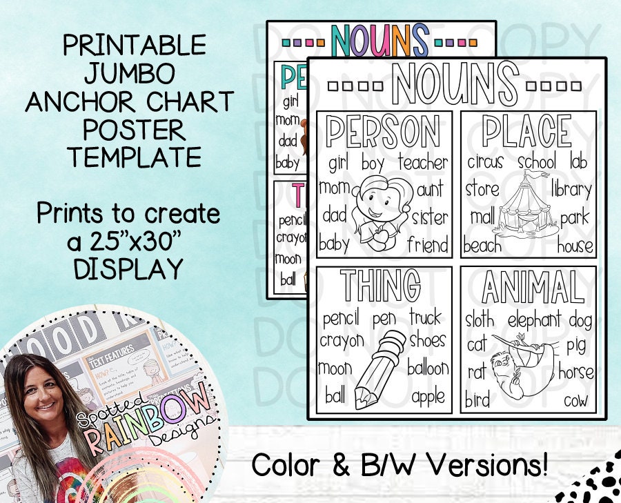 DIY Printable Traceable Anchor Chart Template Jumbo Nouns - Etsy Canada