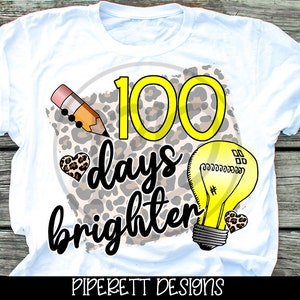 100 Days of School Brighter Light Bulb Pencil Teacher Students Leopard ...