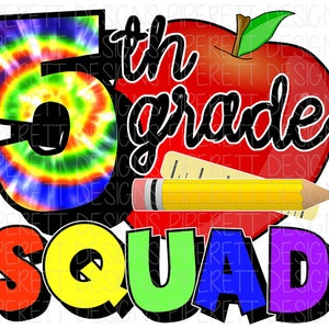 Tie Dye Rainbow 5th Grade Squad Grade Level Shirt Fifth - Etsy