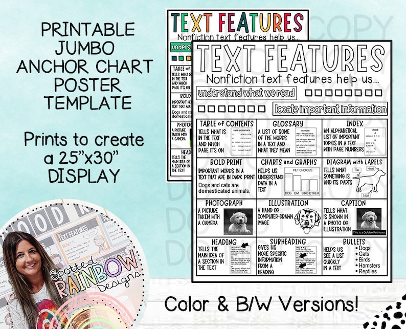 DIY Printable Traceable Anchor Chart Template Jumbo Text Features ...