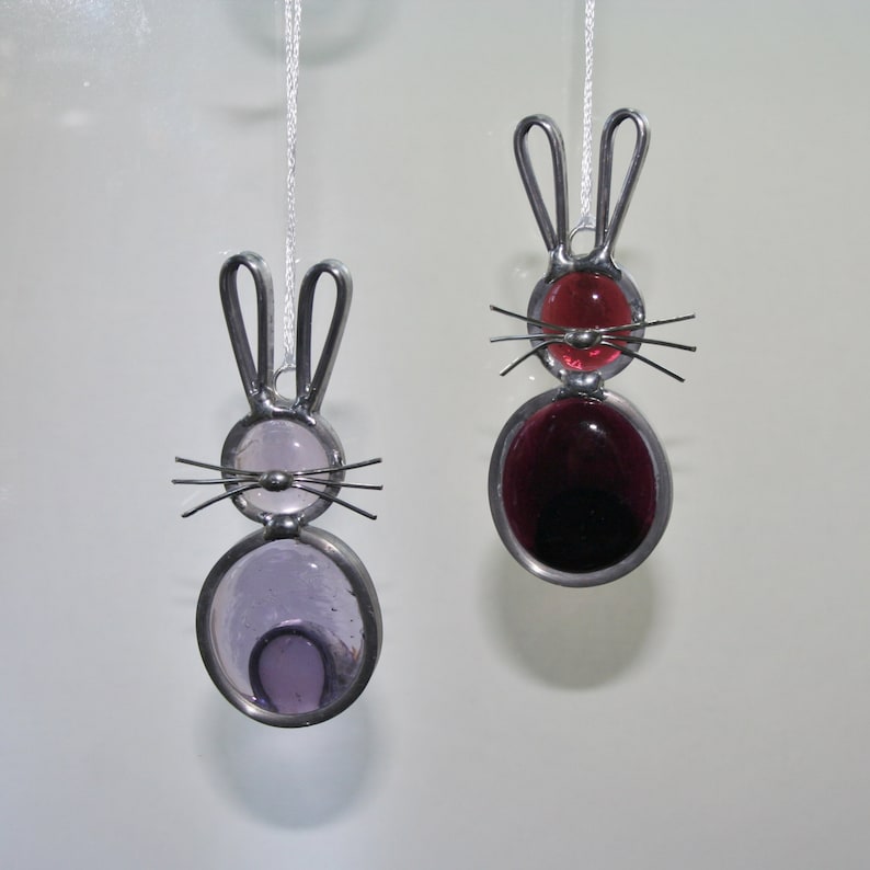 Stained Glass Bunny Rabbit Ornament Lavender Bunny Suncatcher - Etsy