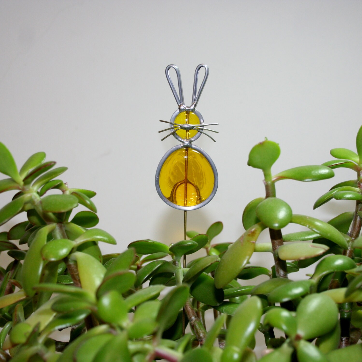 Stained Glass Bunny Rabbit Plant Stake Yellow Bunny Garden - Etsy