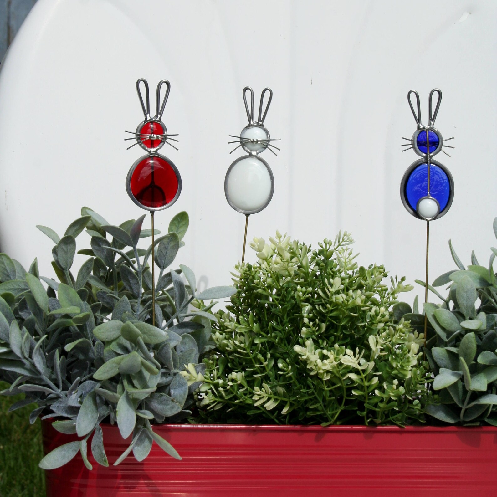 Stained Glass Bunny Rabbit Plant Stake Garden Art - Etsy