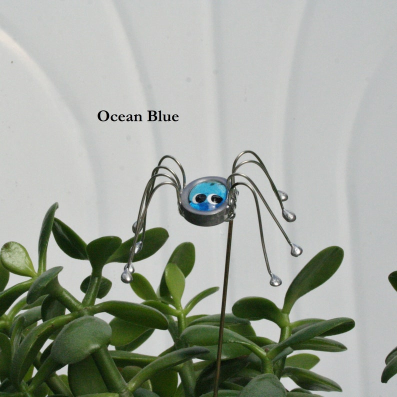 Stained Glass Yellow Spider Plant Stake Black Spider Garden | Etsy