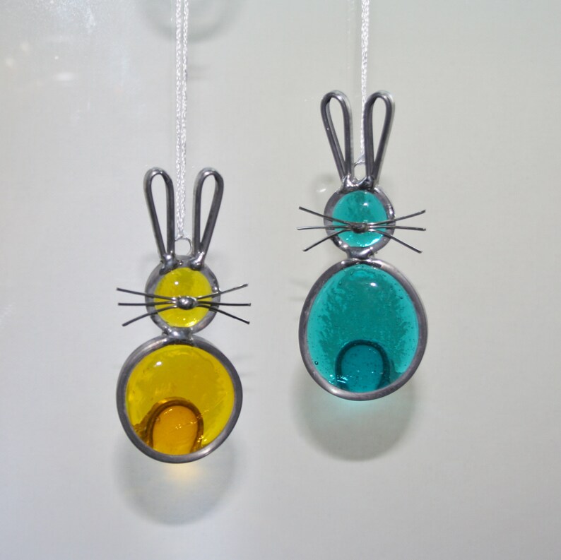 Stained Glass Bunny Rabbit Ornament Yellow Bunny Suncatcher - Etsy